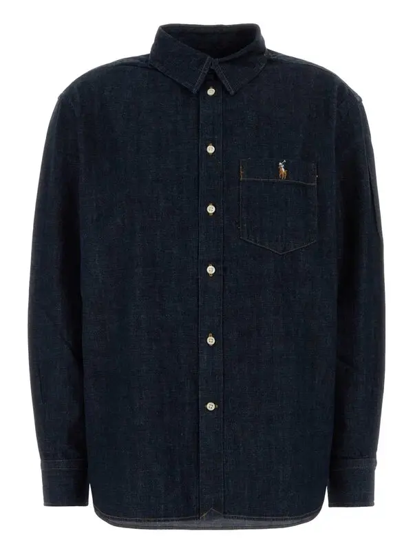 Polo Ralph Lauren Cotton Denim Shirt With Classic Collar - Blue