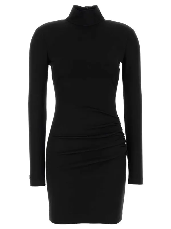Dolce & Gabbana High Neck Ruched Mini Dress - Black