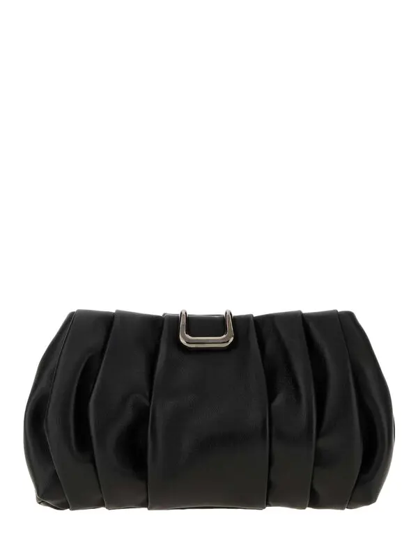 Brunello Cucinelli Ruched Leather Clutch Bag - Black