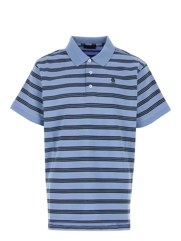 Prada Embroidered Piquet Polo Shirt - Stripped