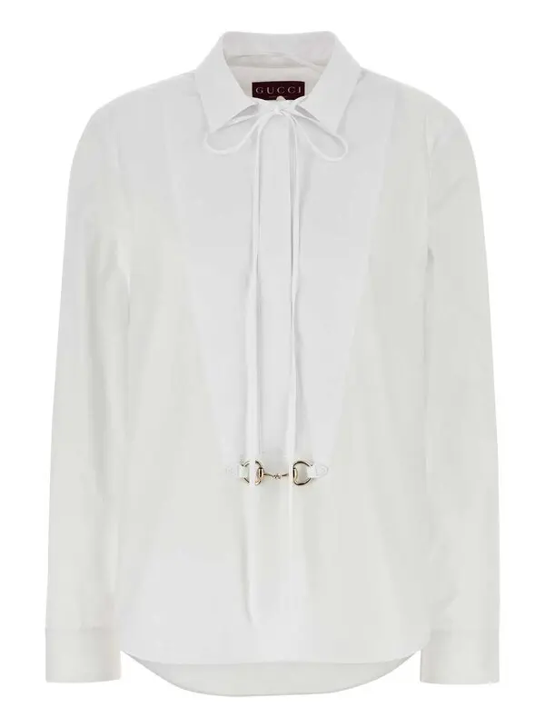Gucci Cotton Poplin Shirt With Horsebit Detail - White