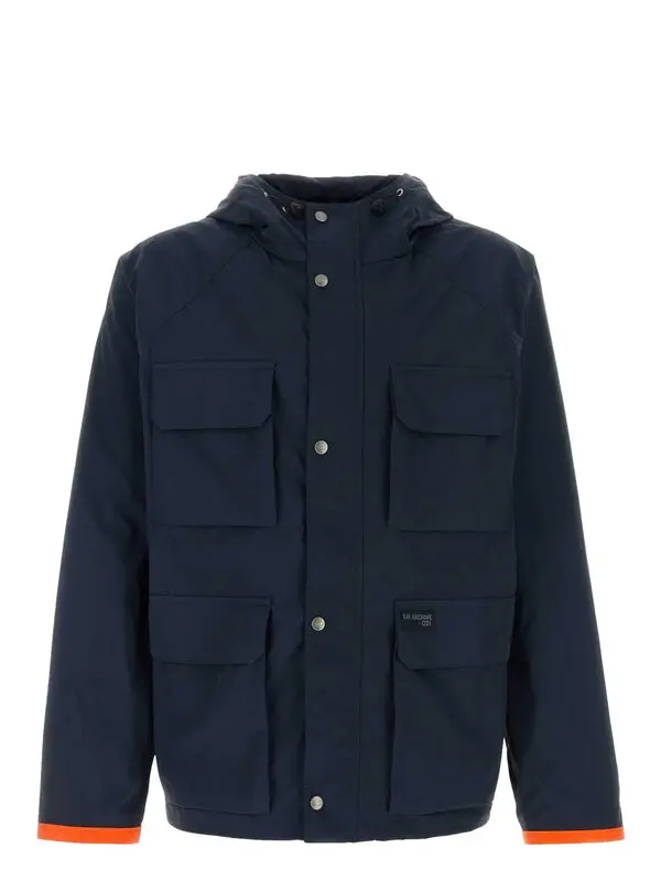 FAY Nylon Zip-up Hooded Windbreaker Jacket - Blue