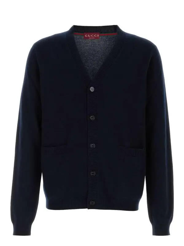 Gucci 100% Cashmere V-neck Cardigan With Pockets - Blue