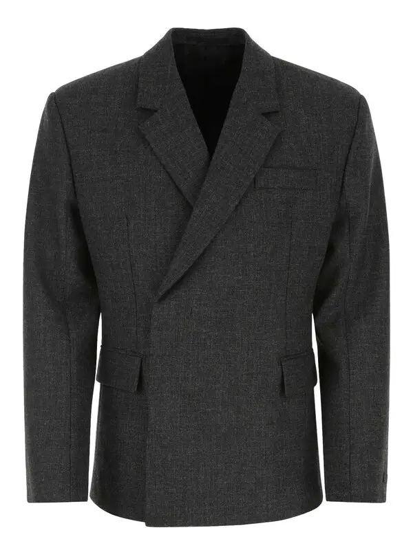 Prada Melange Wool Blazer For - Grey