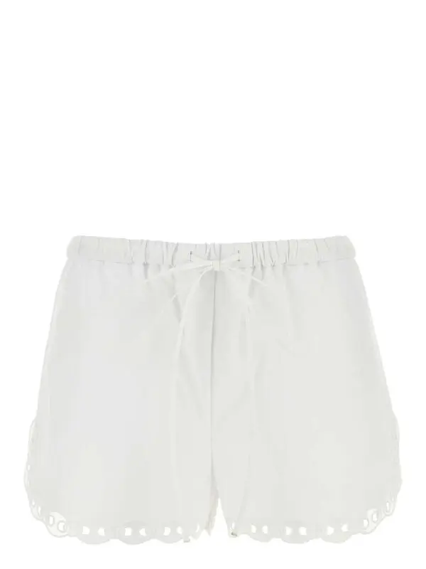 Gucci Cotton Poplin Mini Shorts With Scalloped Hem - White