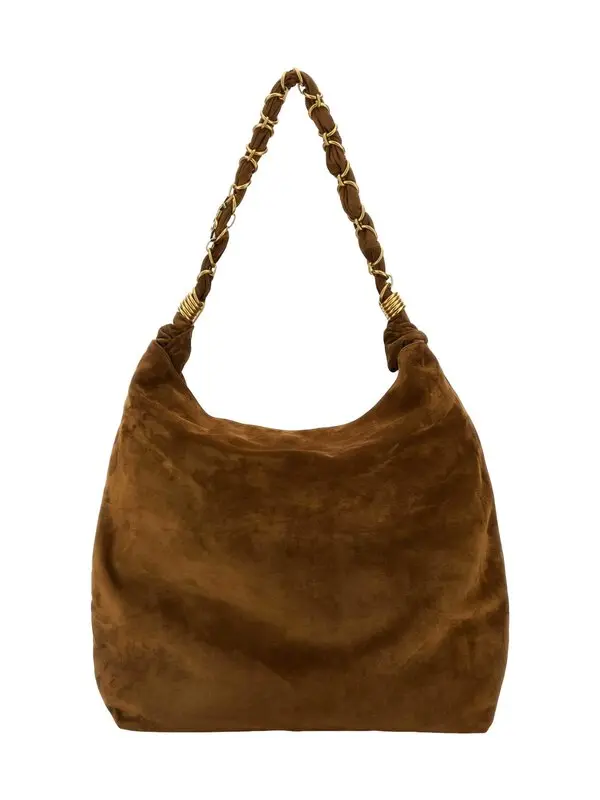 Saint Laurent Amalia Shopping Suede Handbag - Camel