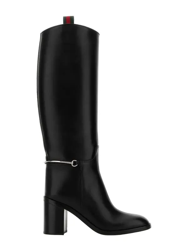 Gucci Leather Heel Boots - Black