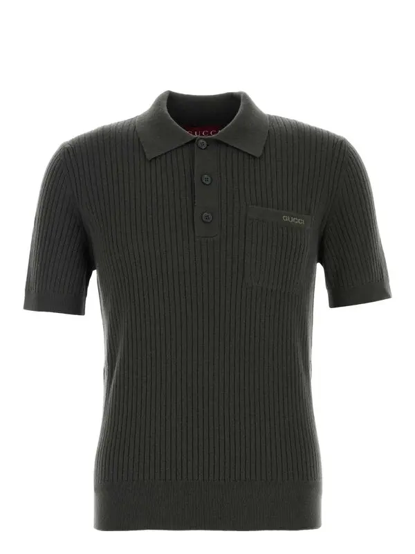 Gucci Wool-cashmere Polo Shirt - Grey