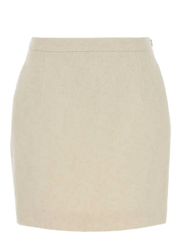 Alessandra Rich Cream Tweed Mini Skirt - Yellow