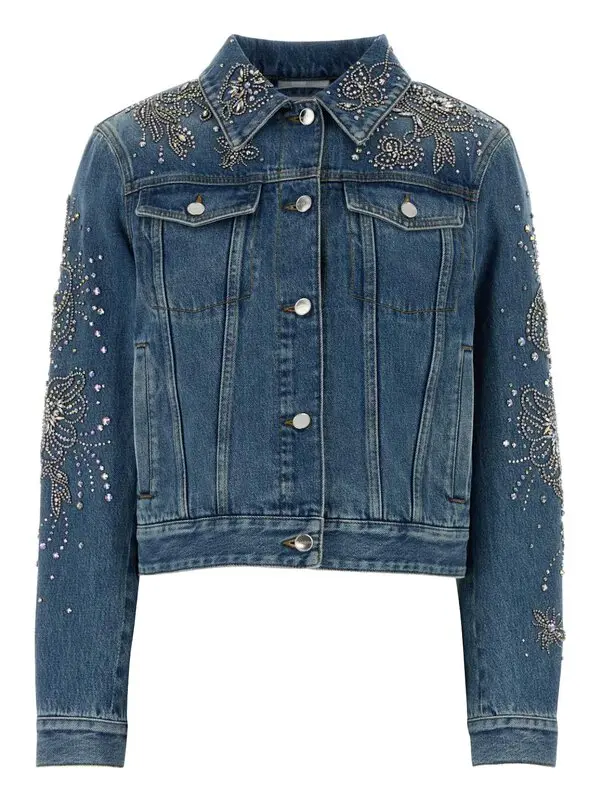 Gucci Embellished Denim Trucker Jacket - Light Blue
