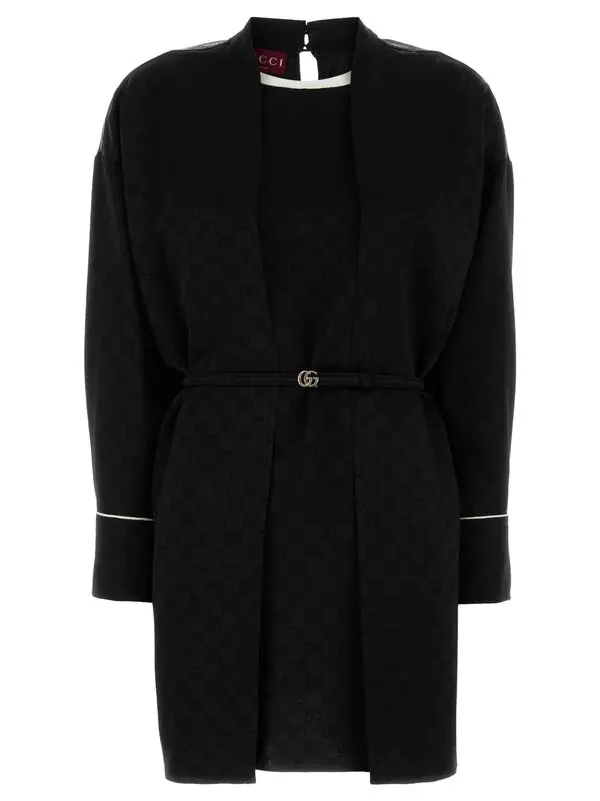 Gucci Crepe Dress With Monogram - Grey