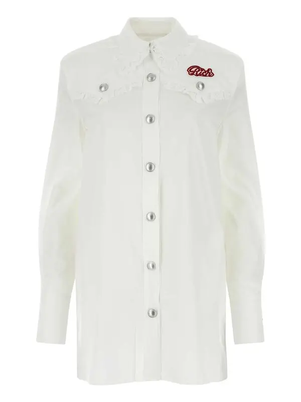 Alessandra Rich Cotton Poplin Shirt Dress - White