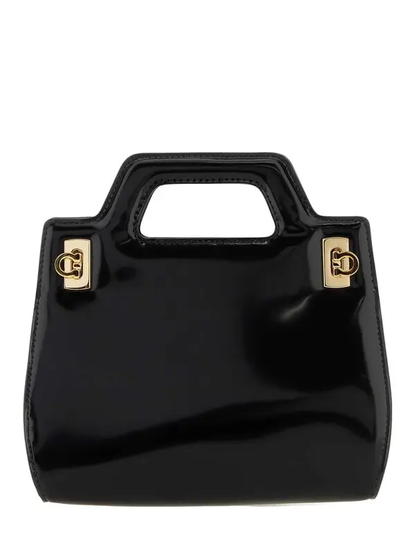 FERRAGAMO Mini Wanda Handbag With Golden Hardware - Black