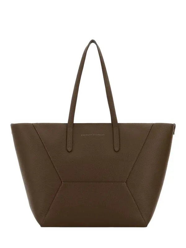 Brunello Cucinelli Textured Leather Shopping Tote - Brown