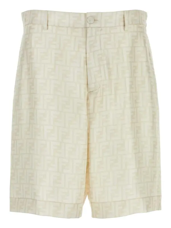 Fendi Monogram Embroidered Silk Bermuda Shorts - Printed