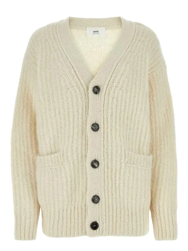 AMI Paris Alpaca-blend Cardigan - White