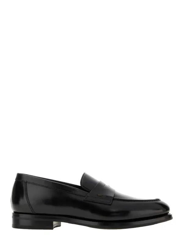 Santoni Colin Calf Leather Loafers - Black