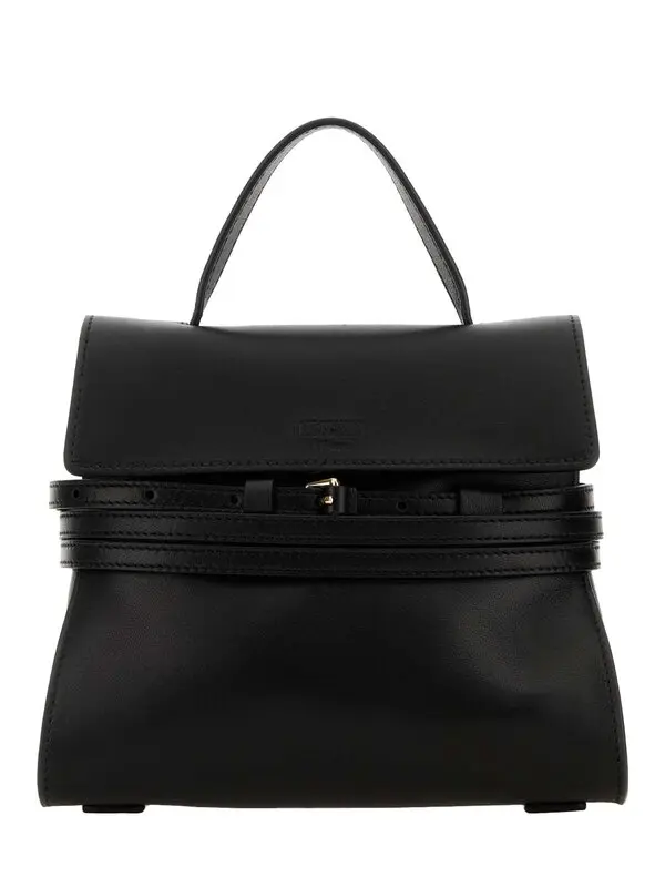 Moschino Mini Nappa Leather Handbag With Tie Detail - Black