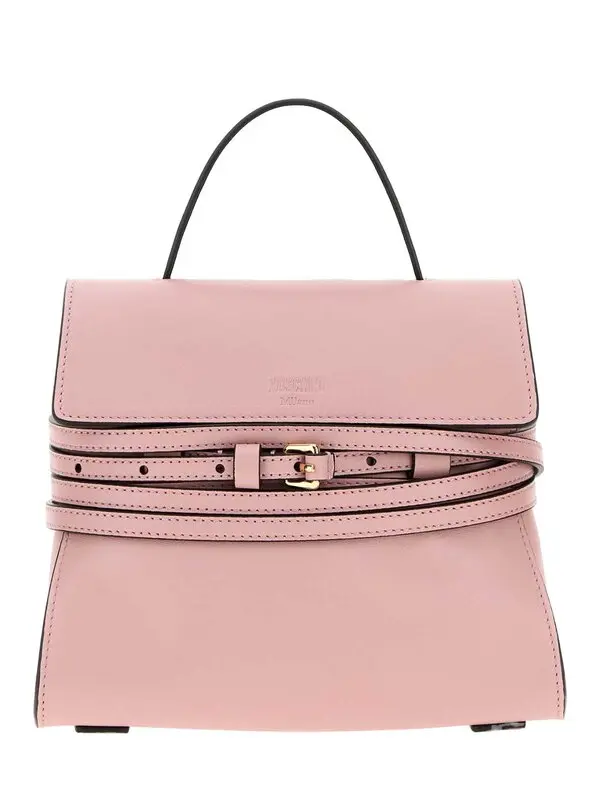 Moschino Mini Tie Me Nappa Leather Small Handbag With Golden Hardware - Pink