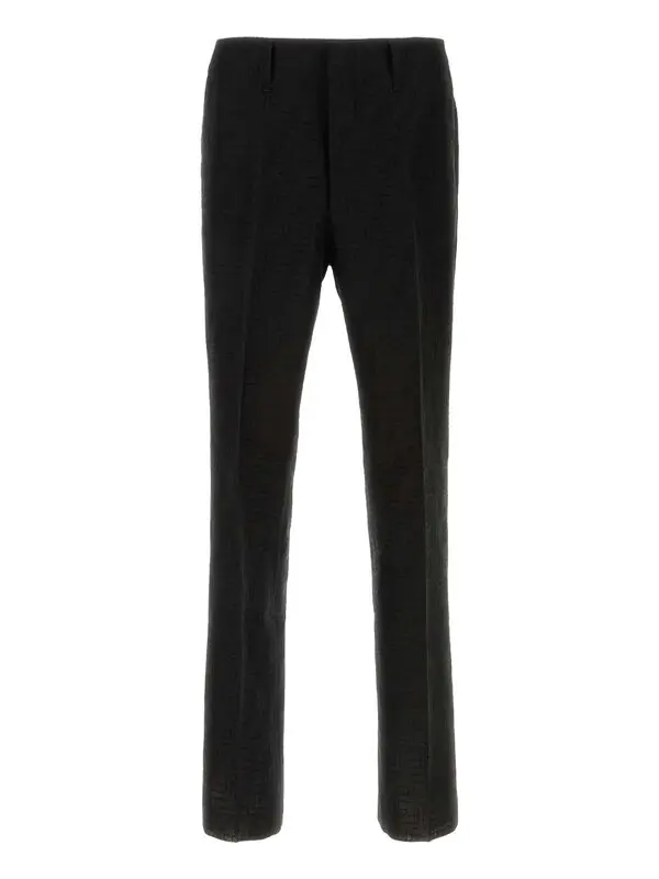 Fendi Linen Blend Tailored Trousers - Black