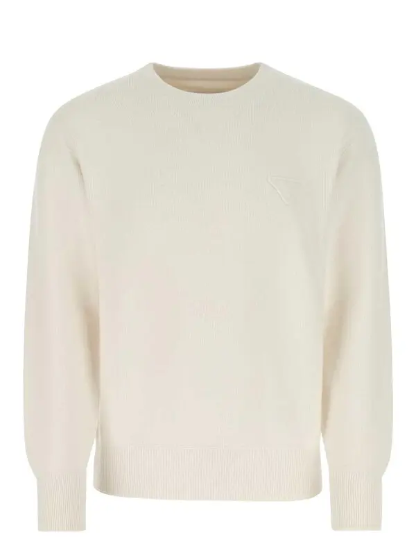 Prada Stretch Cashmere Blend Crew Neck Sweater - White