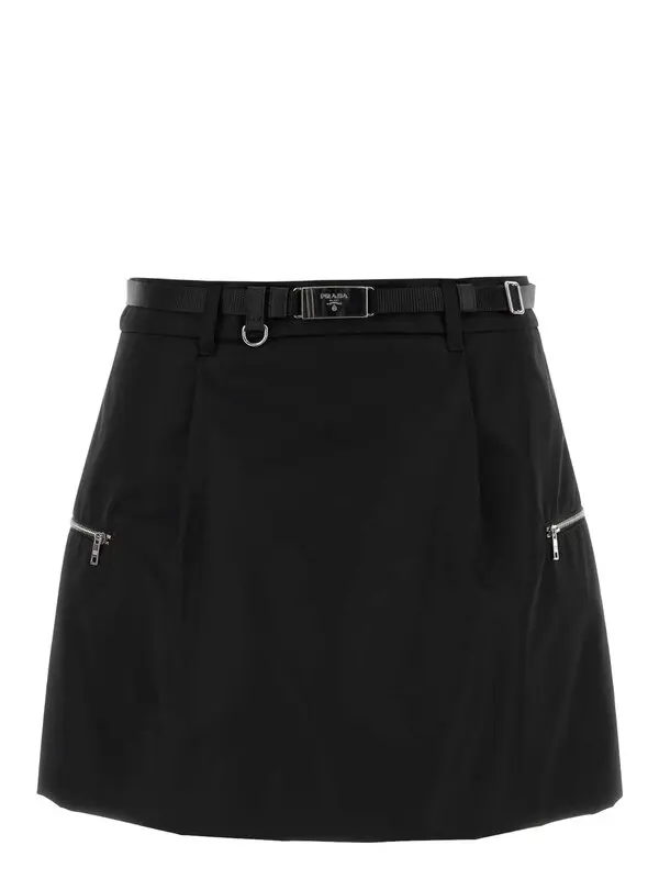 Prada Recycled Nylon Mini Skirt With Viscose Lining - Black