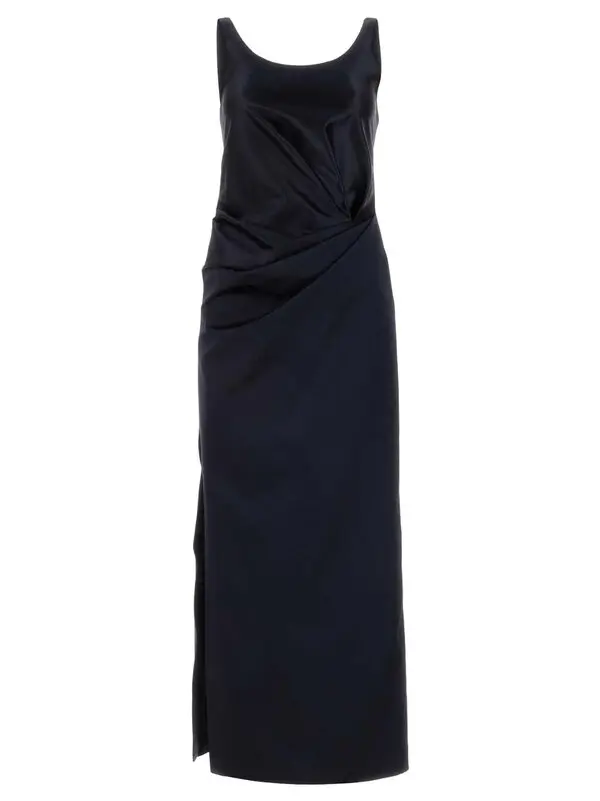 Fendi Satin Midi Dress With Silk Lining - Blue
