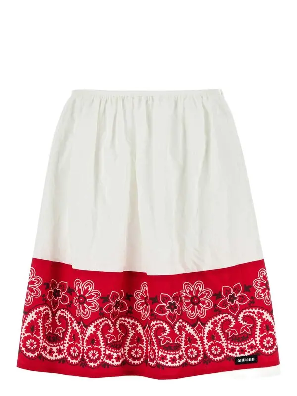 Miu Miu Bandana Print Midi Skirt - White