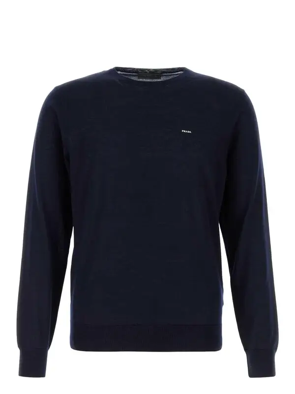 Prada Virgin Wool Crew Neck Pullover - Blue