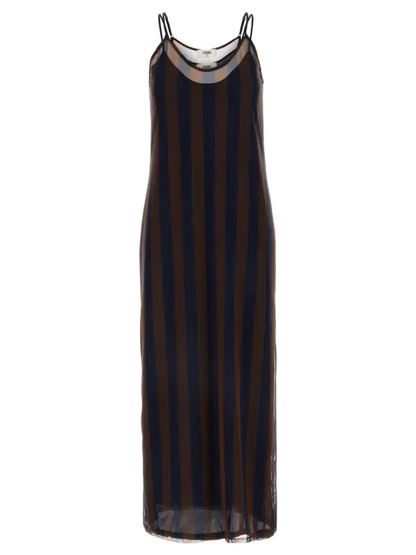 Fendi Printed Stretch Tulle Mini Dress - Stripped