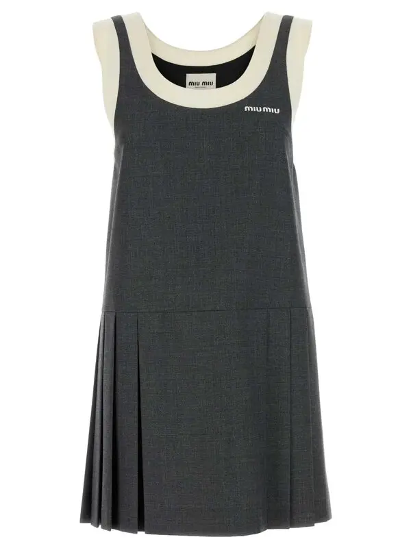 Miu Miu Dark Wool Mini Dress - Grey