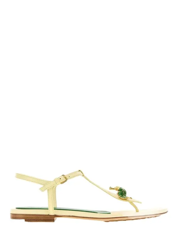Bottega Veneta Floral Leather Flat Sandals - Yellow