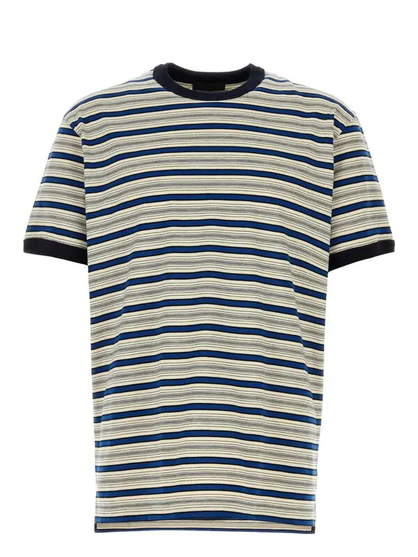 Prada Embroidered Cotton T-shirt - Stripped