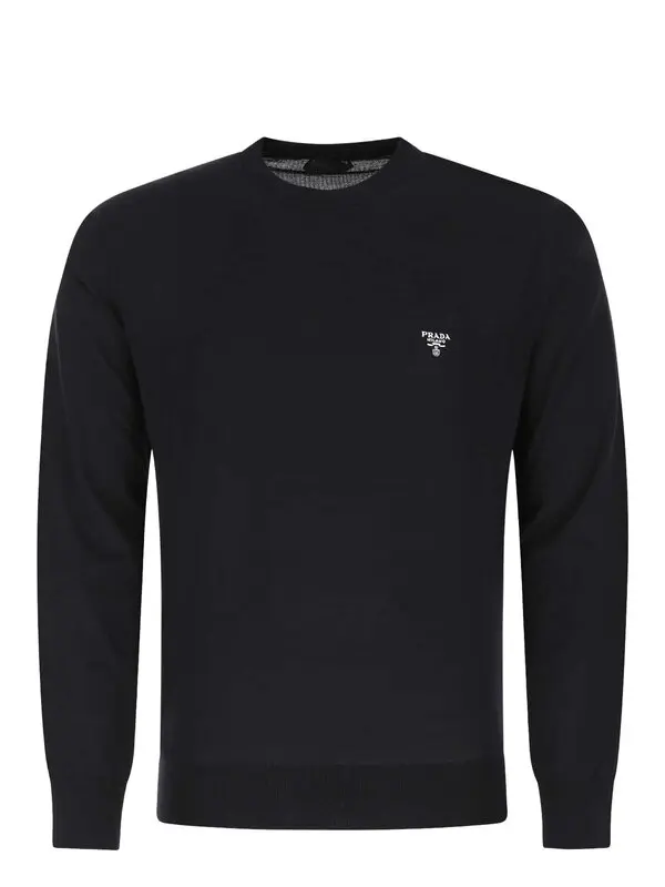 Prada Virgin Wool Crewneck Sweater - Blue