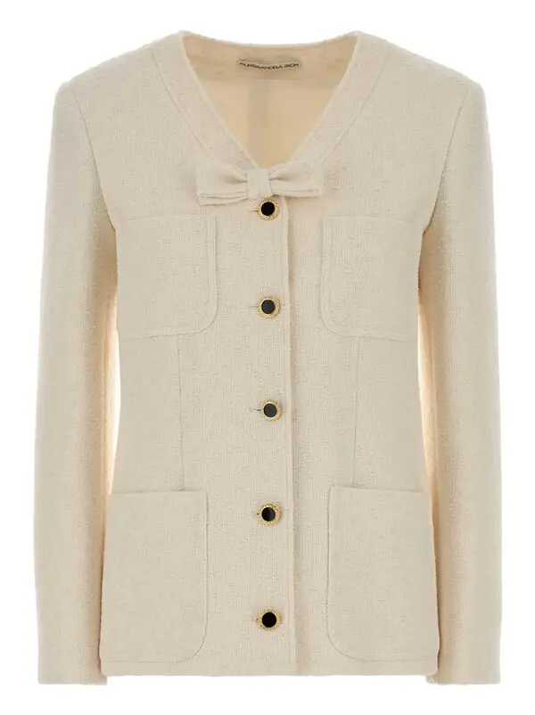Alessandra Rich Bouclé Loop Blazer - White