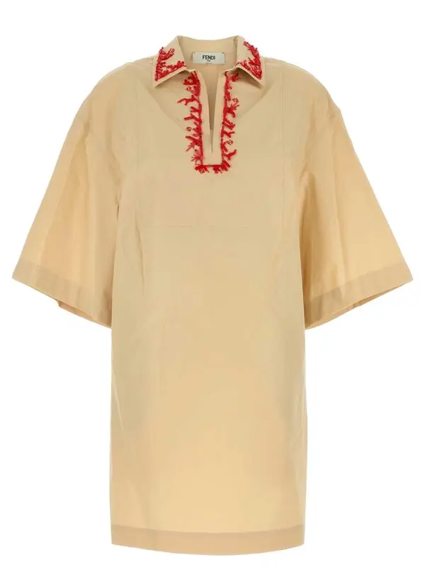 Fendi Lightweight Cotton Poplin Dress - Yellow