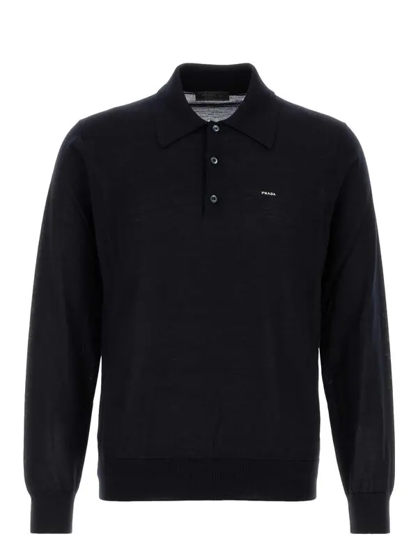 Prada Virgin Wool Polo Shirt - Blue