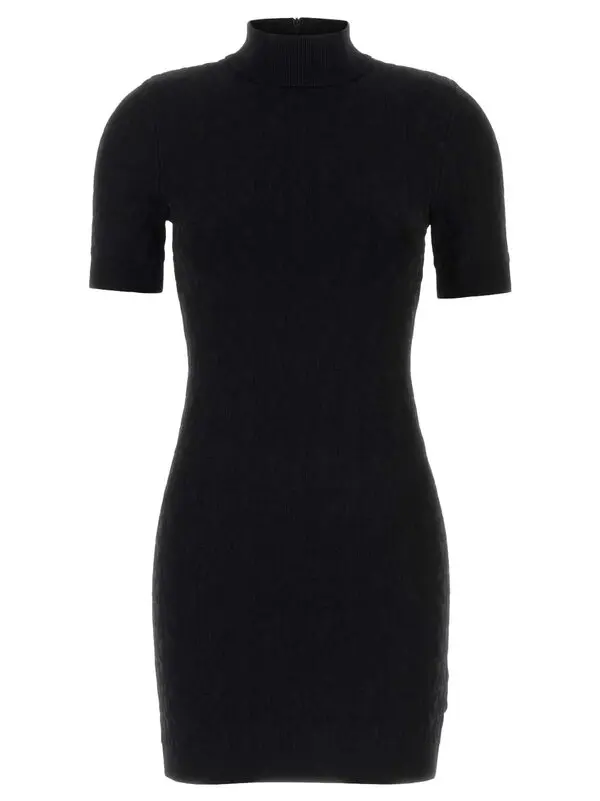 Michael Kors Knit Mini Dress With High Neck - Black
