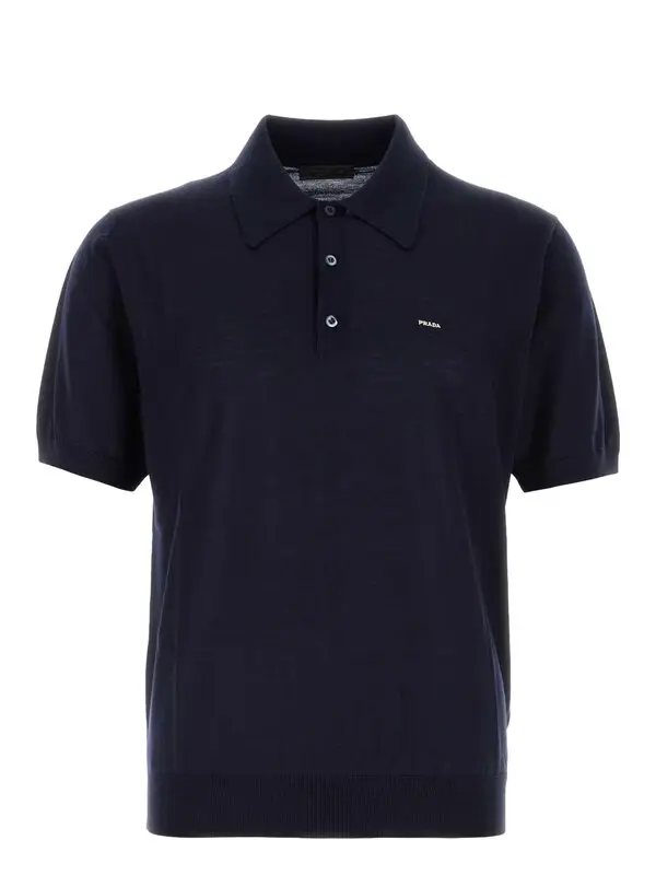 Prada 100% Virgin Wool Polo Shirt - Blue