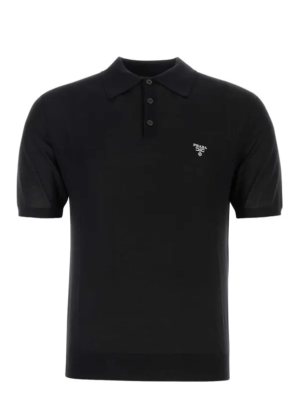 Prada Pristine Virgin Wool Polo Shirt - Black
