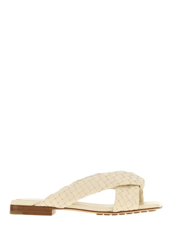 Bottega Veneta Nappa Leather Riva Slippers - White