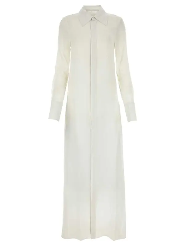 AMI Paris Chalk Crepe Shirt Dress - White