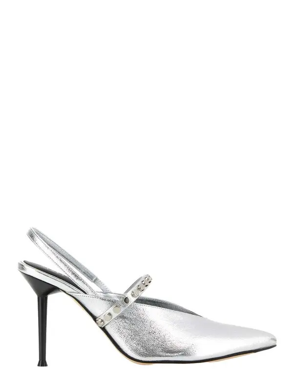 Alexander McQueen Revel Leather Slingback Pumps - Silver