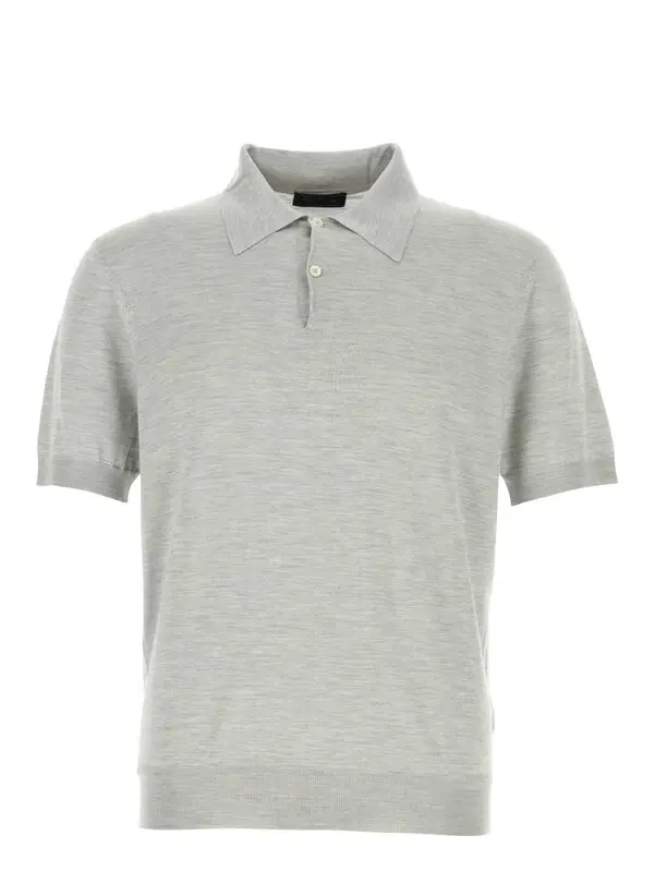 Prada Recycled Silk Polo Shirt - Grey