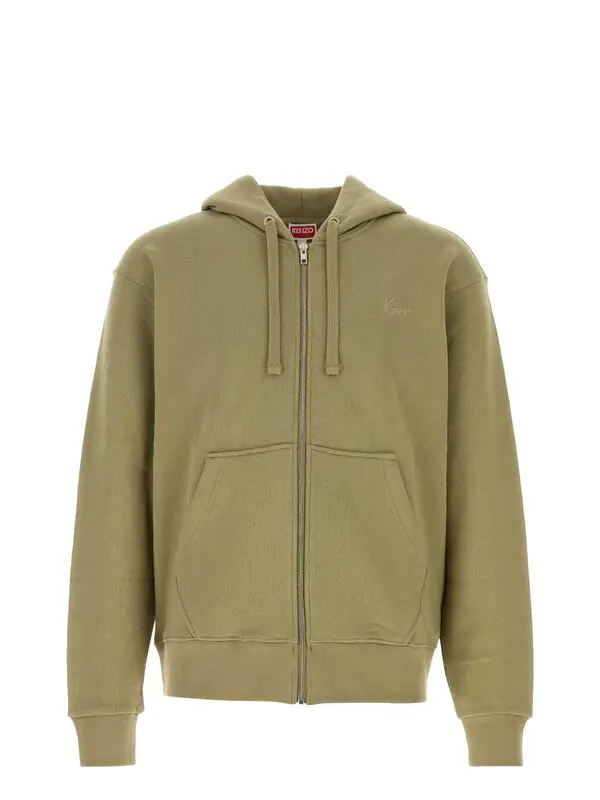 Kenzo Logo Embroidered Cotton Sweatshirt - Green