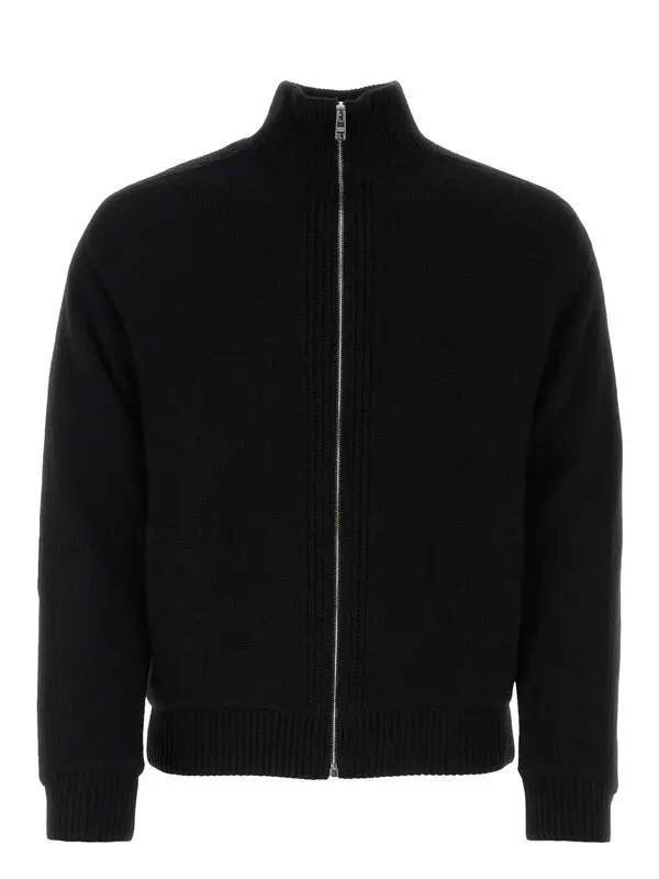 Prada Wool-cashmere Zip-up Cardigan With Silk Lining - Black