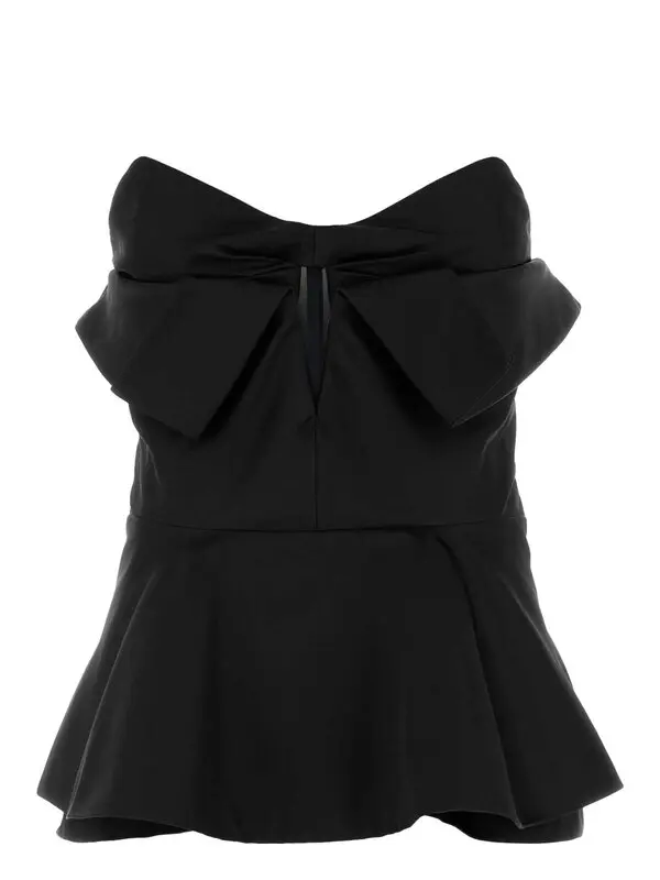 Alexander McQueen Satin Top With Bow Detail - Black