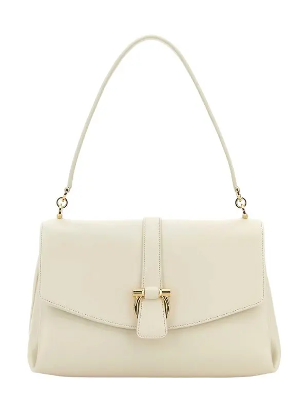 FERRAGAMO Calf Leather Shoulder Handbag - White
