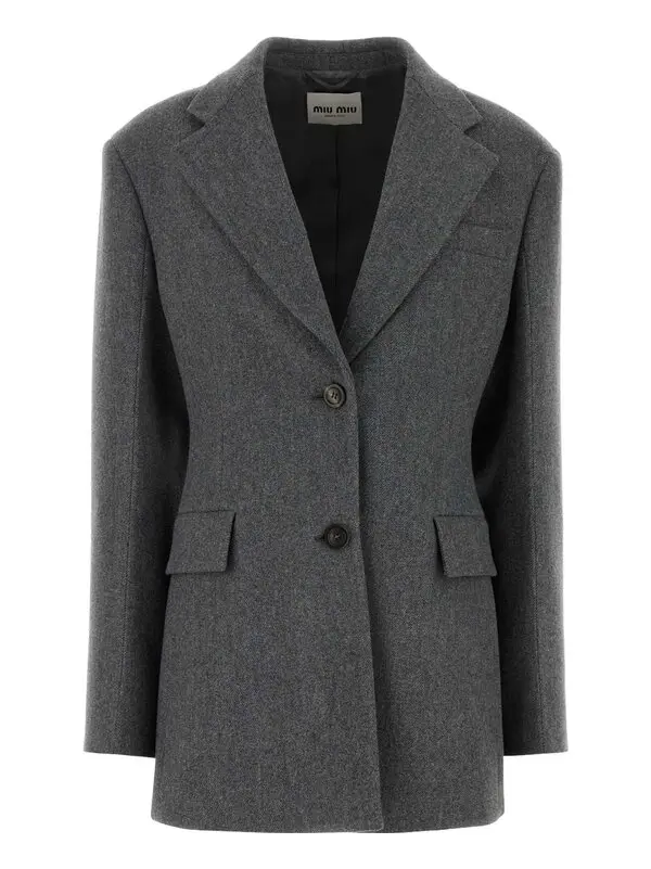 Miu Miu Tailored Virgin Wool Blazer - Grey
