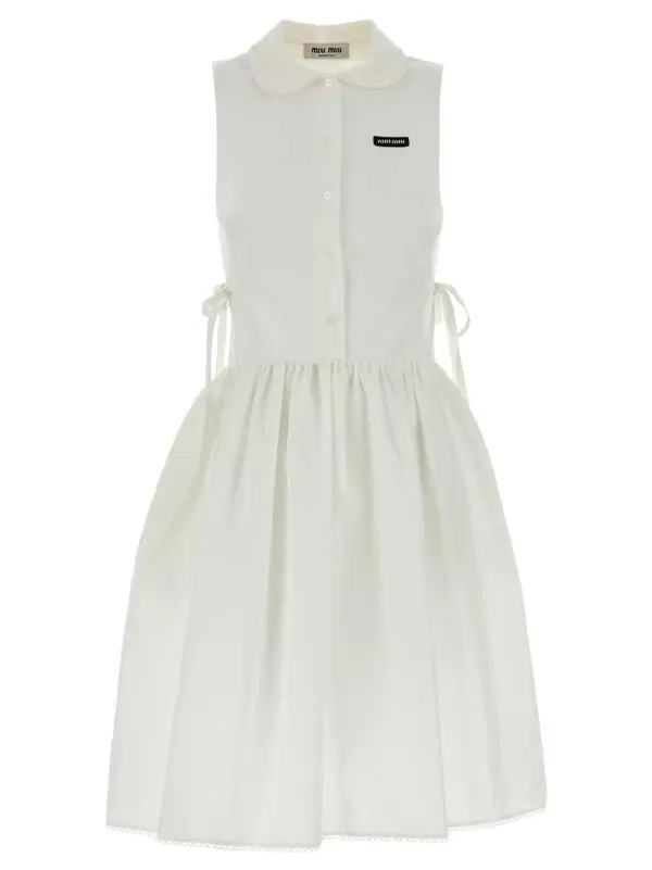 Miu Miu Cotton-linen Mini Dress With Peter Pan Collar - White
